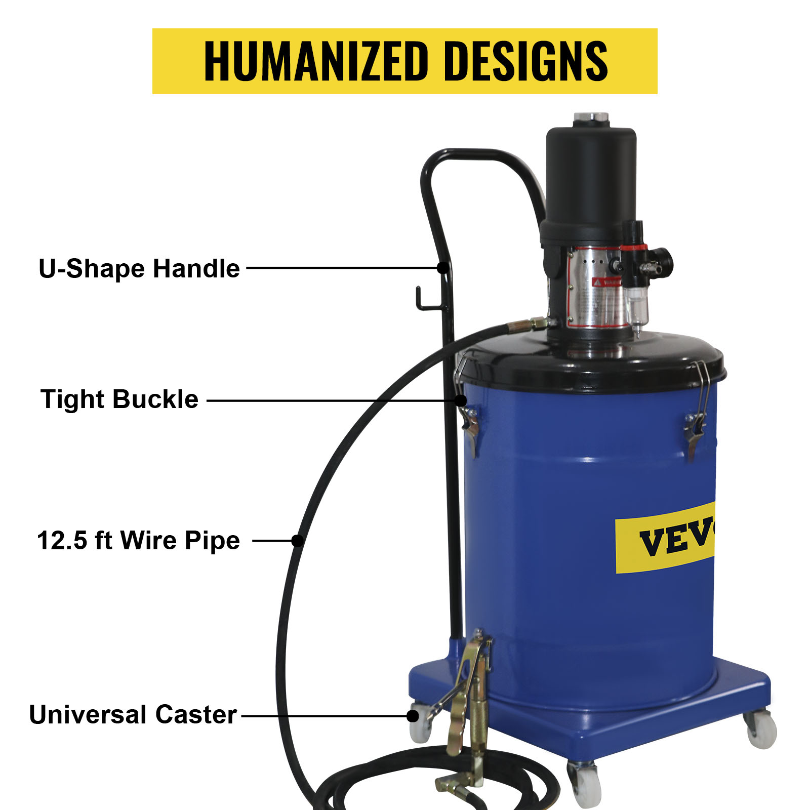 VEVOR Grease Pump 10 Gallon 40L Air Operated Grease Pump, 1.3L/Min ...