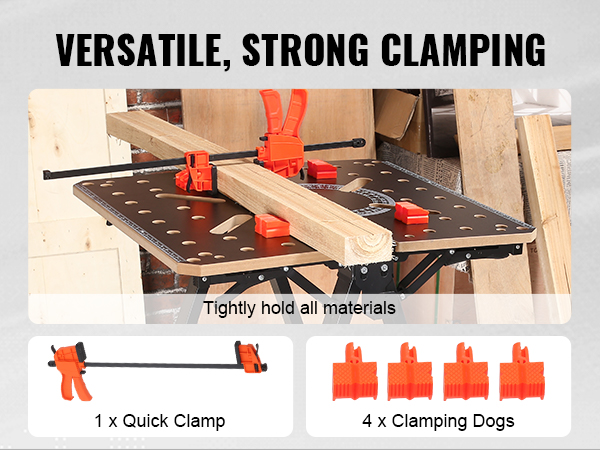 VEVOR Folding Work Table, 2-in-1 as Sawhorse & Workbench, 1000 lbs ...