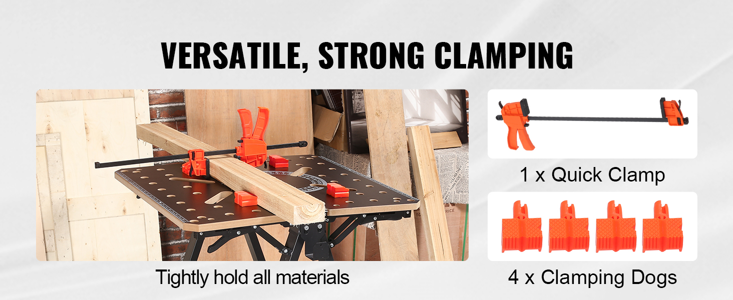VEVOR Folding Work Table, 2-in-1 as Sawhorse & Workbench, 1000 lbs ...