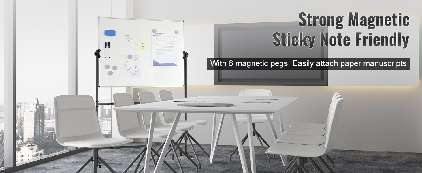 VEVOR Rolling Whiteboard, 48x32 inch Double-Sided Magnetic Mobile ...