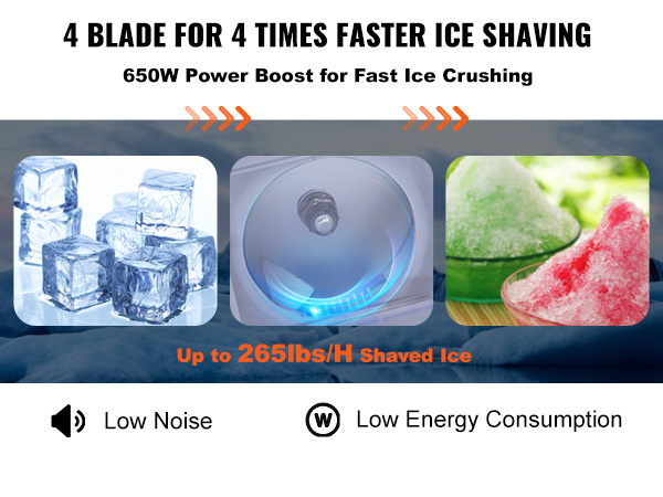 VEVOR Commercial Ice Shaver Crusher, 265lbs Per Hour Electric Snow Cone ...