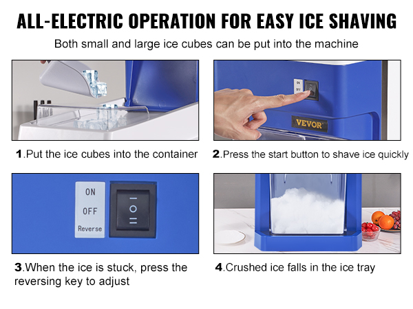 VEVOR Commercial Ice Shaver Crusher, 265lbs Per Hour Electric Snow Cone ...