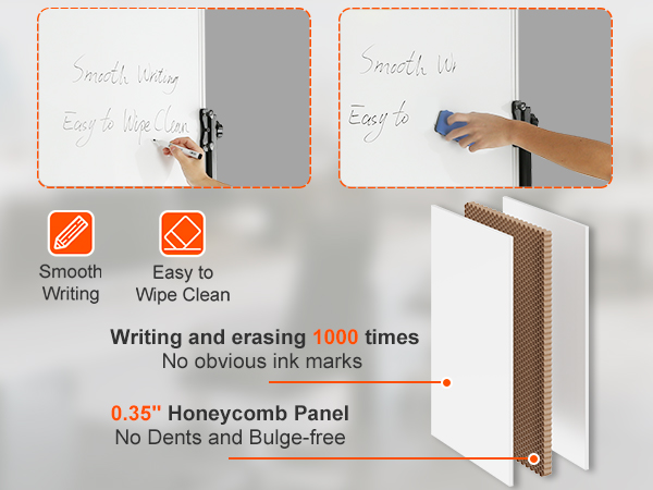 VEVOR Rolling Magnetic Whiteboard, Double-sided Mobile Whiteboard 24x48 ...