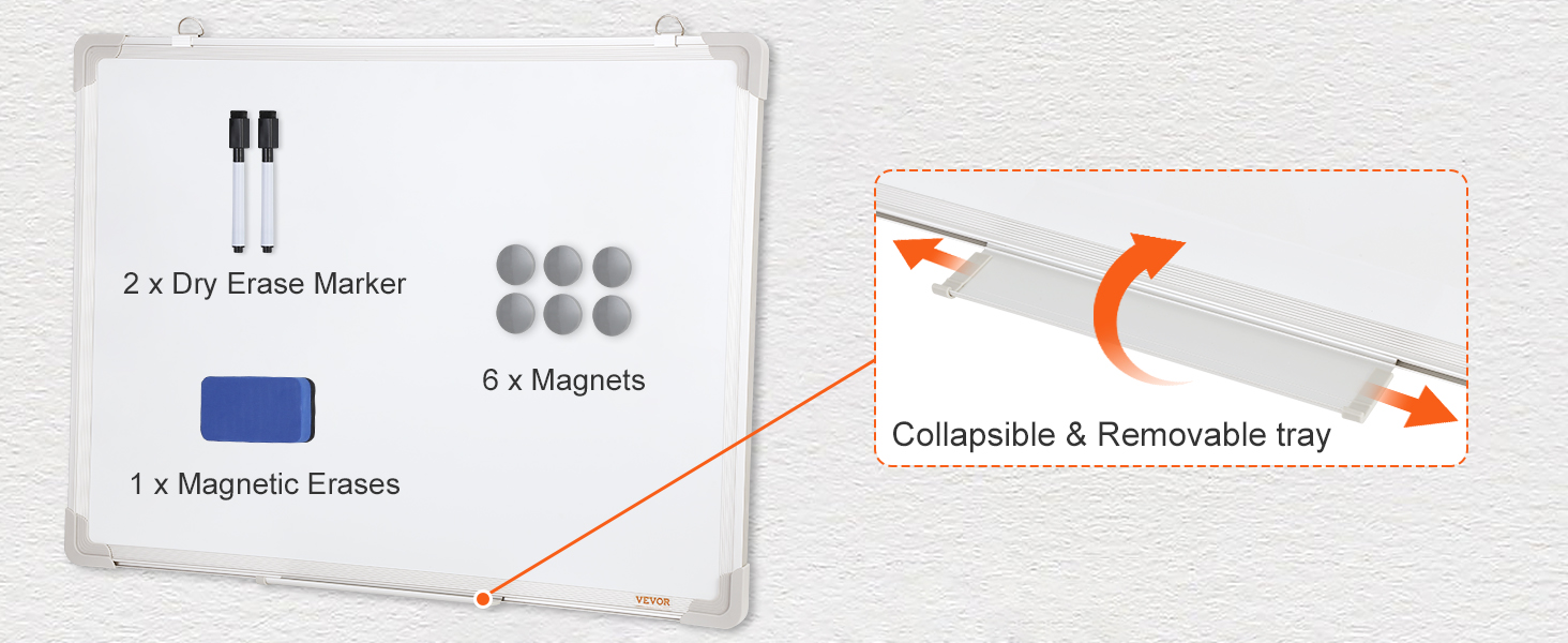 VEVOR Magnetic Whiteboard, 24 x 18 Inches, Dry Erase Board for Wall ...