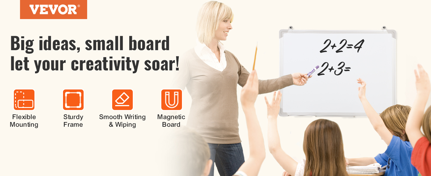 VEVOR Magnetic Whiteboard, 24 x 18 Inches, Dry Erase Board for Wall ...