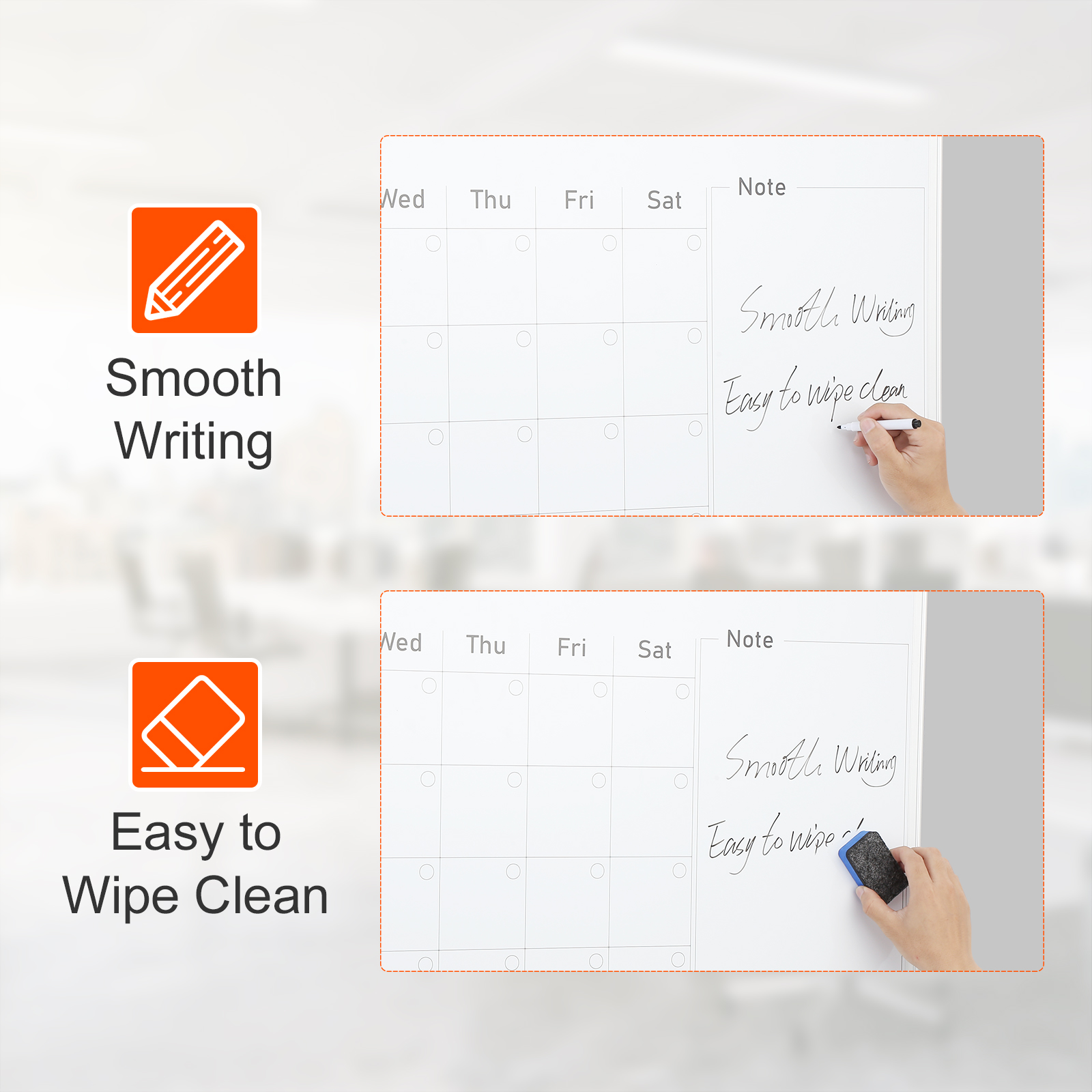 VEVOR Calendar Whiteboard, 36 x 24 Inches Magnetic Dry Erase Calendar ...