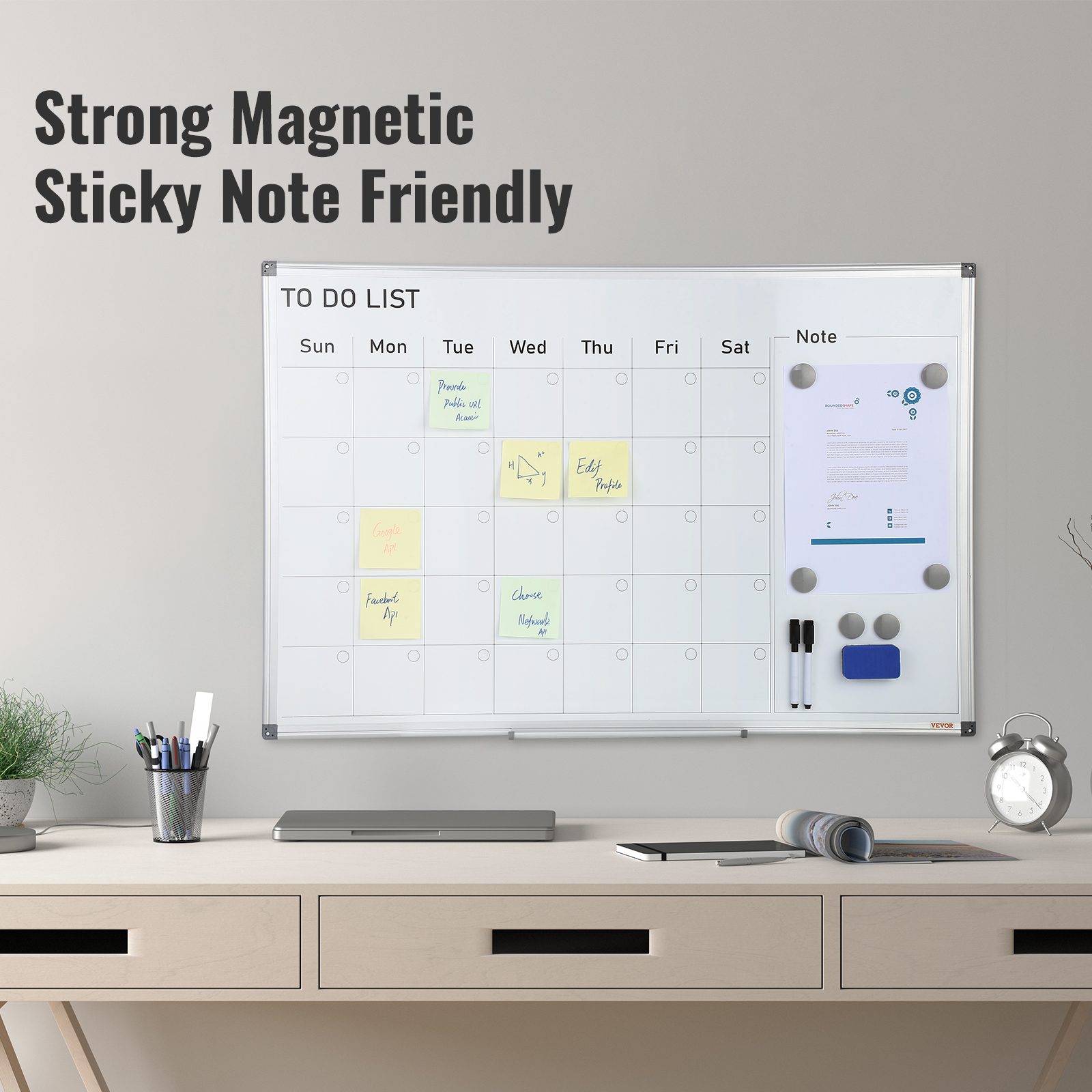 VEVOR Calendar Whiteboard, 36 x 24 Inches Magnetic Dry Erase Calendar ...