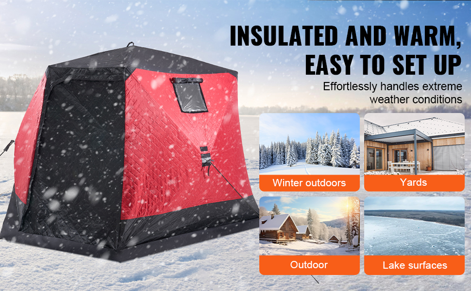 VEVOR 6-8 Person Ourdoor Portable Ice Shelter Pop-Up Ice Fishing Shanty ...