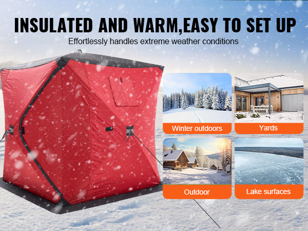 VEVOR 3-4 Person Ourdoor Portable Ice Shelter Pop-Up Ice Fishing Shanty ...