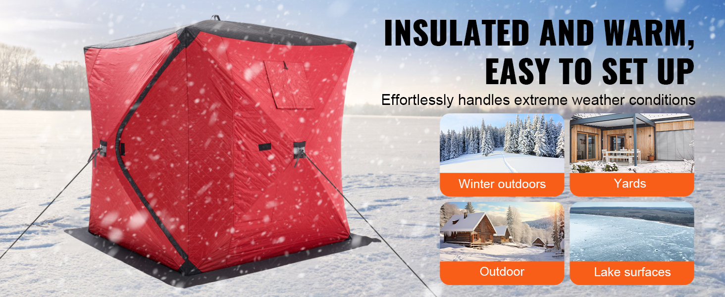 VEVOR 3-4 Person Ourdoor Portable Ice Shelter Pop-Up Ice Fishing Shanty ...