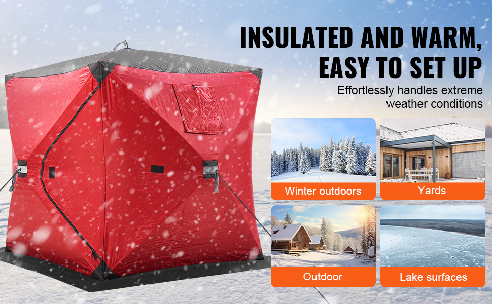 VEVOR 1-2 Person Ourdoor Portable Ice Shelter Pop-Up Ice Fishing Shanty ...