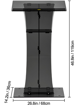 VEVOR Acrylic Pulpit, 47" Tall, Clear Podium Stand w/ Wide Reading ...