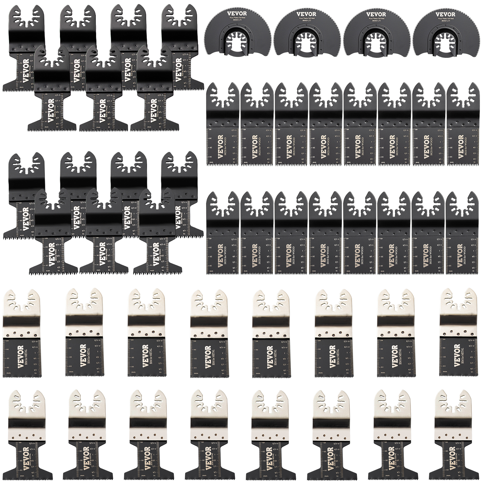 VEVOR 50 PCS Oscillating Saw Blades, Quick Release Multitool Blades Kit ...