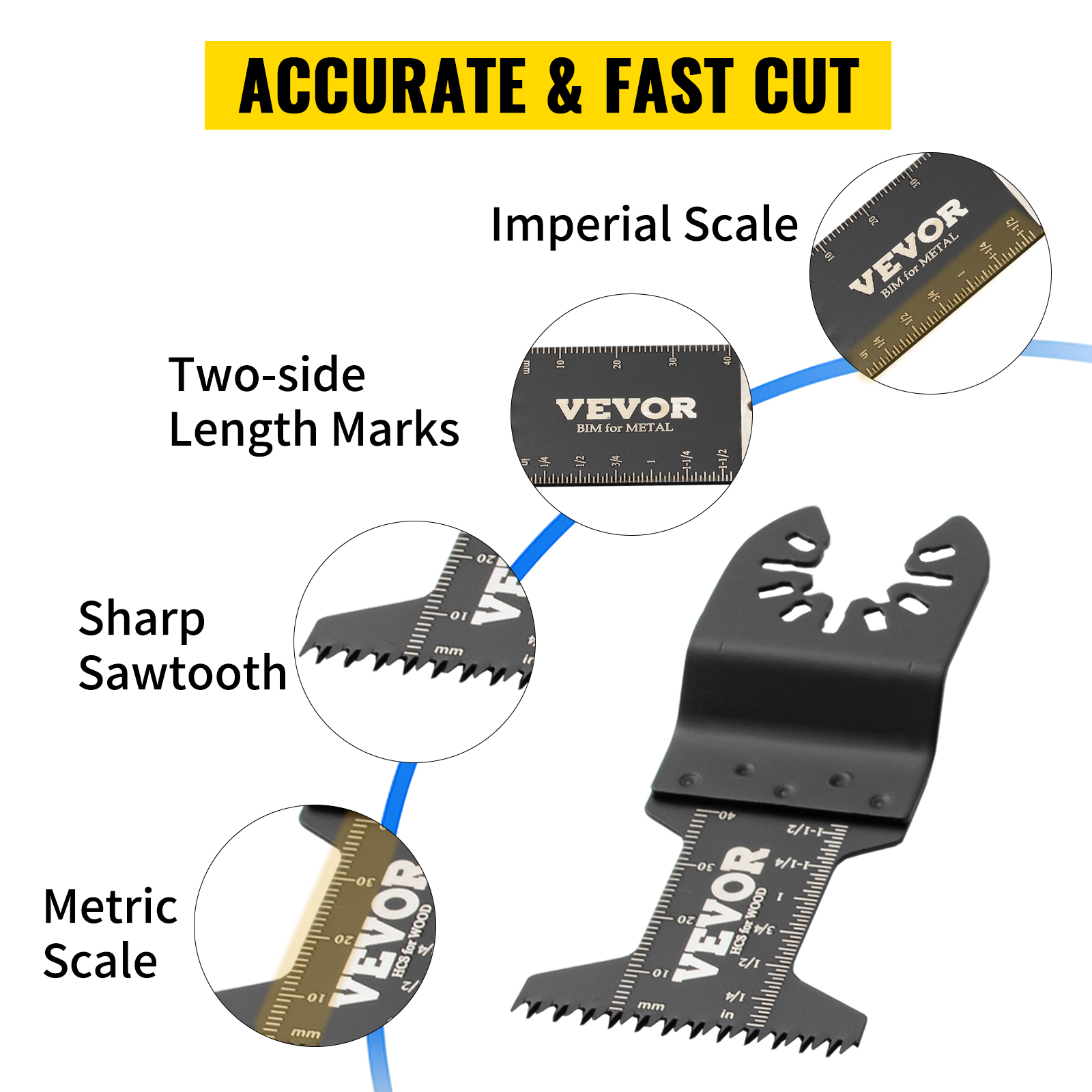 VEVOR 50 PCS Oscillating Saw Blades, Quick Release Multitool Blades Kit ...