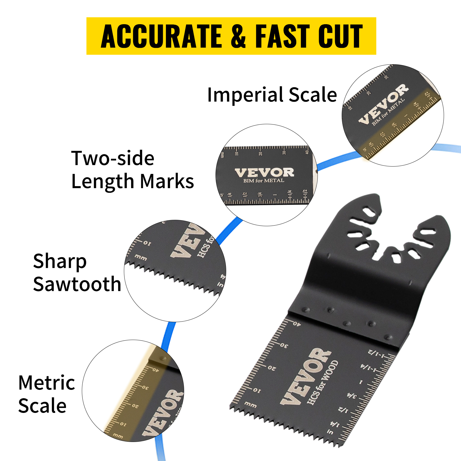 VEVOR 100PCS Oscillating Saw Blades, Quick Release Multitool Blades Kit ...