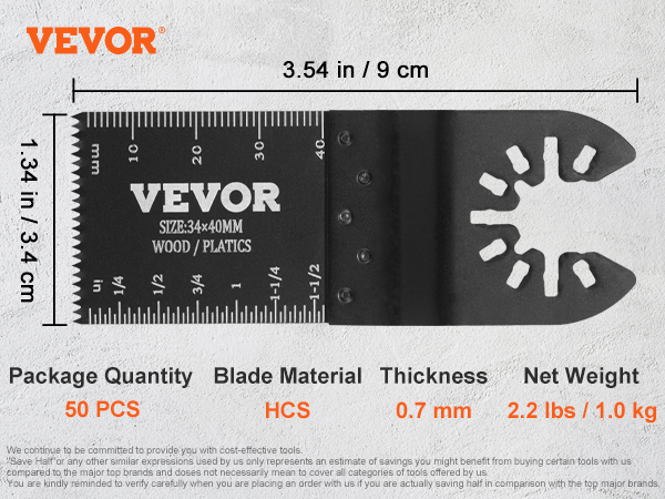 VEVOR 50PCS Oscillating Saw Blades, Universal Quick Release Oscillating ...
