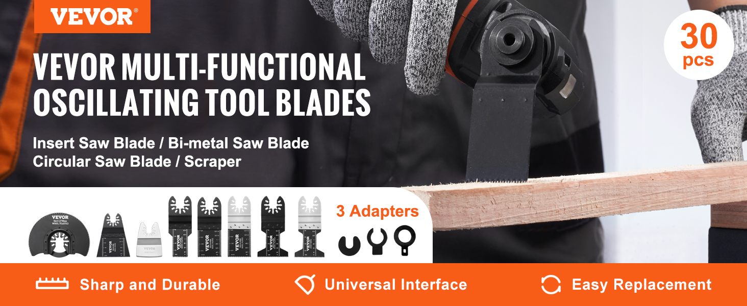 VEVOR 30PCS Multi Tool Blades Kits, Universal Quick Release Oscillating ...