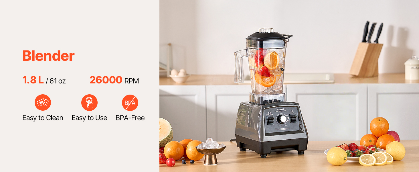 61 oz 1400W Blender for Smoothies Food Processing Blender for Kitchen ...