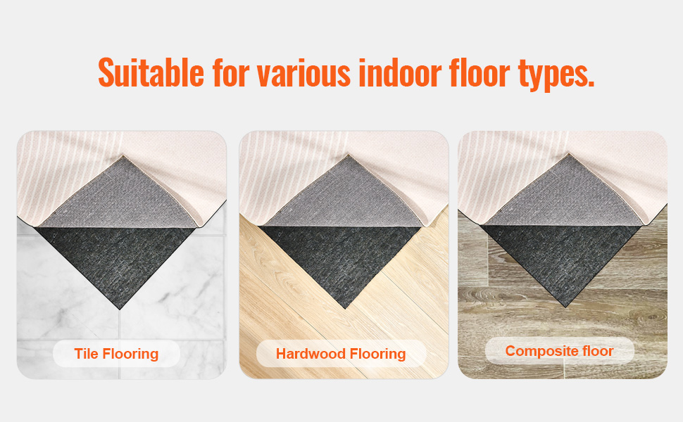 VEVOR Rug Pad Gripper 9' x 12' Protective Carpet Pad 0.47" Thick for ...