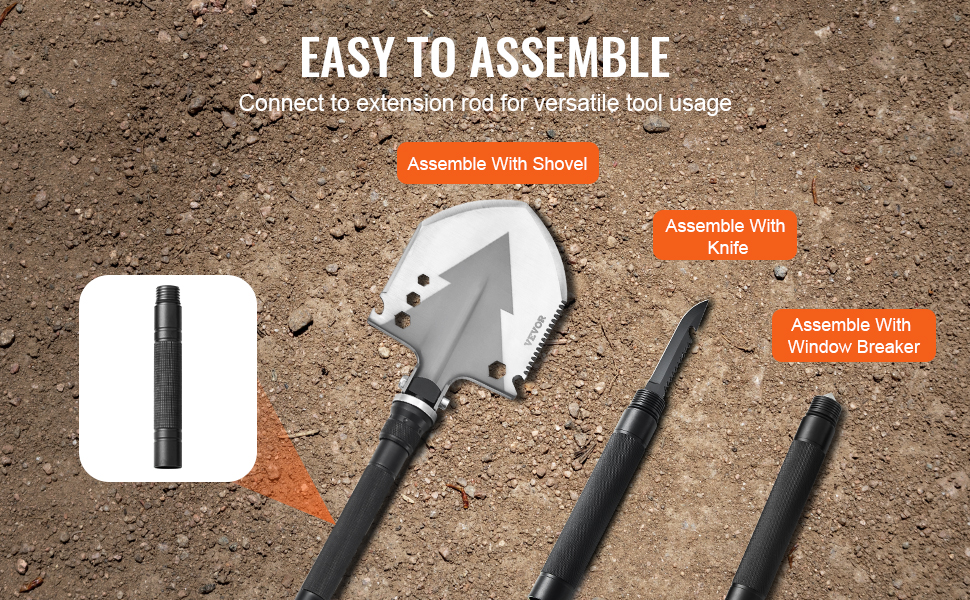 Survival Shovel 8 in 1 Camping Shovel Folding Multitool Portable ...