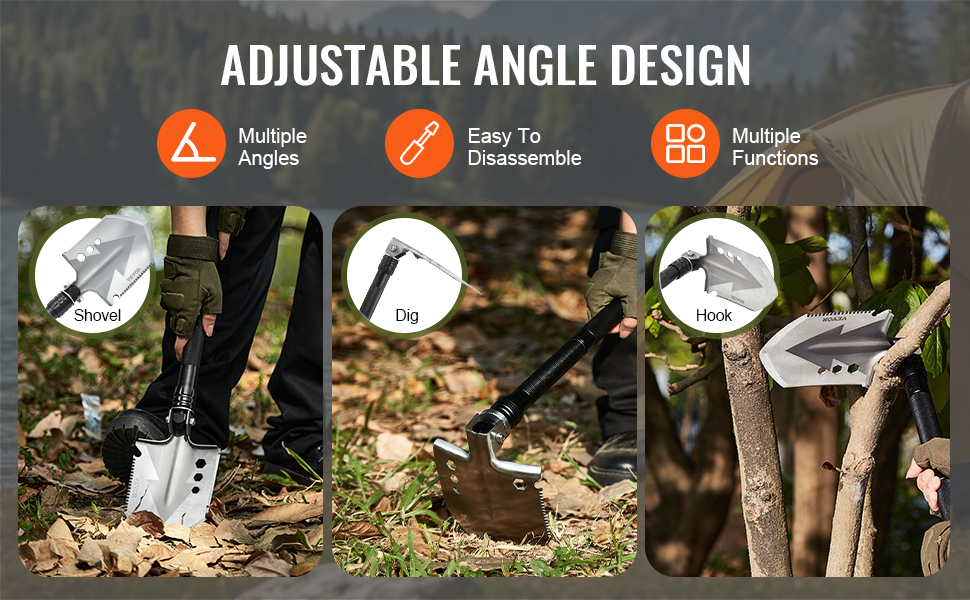 Survival Shovel 8 in 1 Camping Shovel Folding Multitool Portable ...
