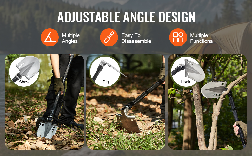 VEVOR Survival Shovel 13 in 1 Camping Shovel Folding Multitool Portable ...