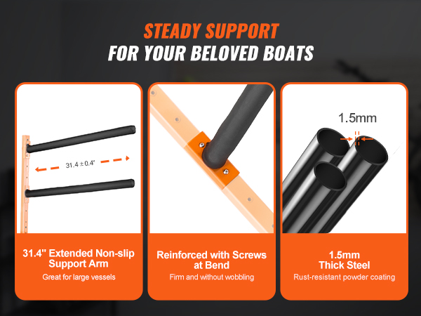 VEVOR Wall Kayak Storage Rack, 4-Capacity Wall Mounted Kayak Holders ...