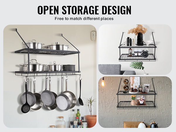 VEVOR Pot Rack Wall Mounted, 30 inch Pot and Pan Hanging Rack, Pot and ...