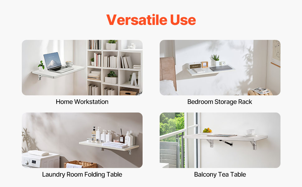 VEVOR Wall Mounted Floating Folding Table Laptop Desk Home Office 31 ...