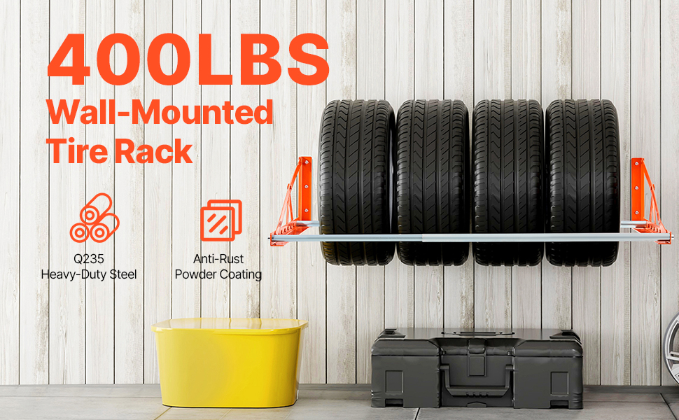 Wall Mounted Tire Rack, 31" - 56" Adjustable Tire Rack, Q235 Heavy-Duty ...