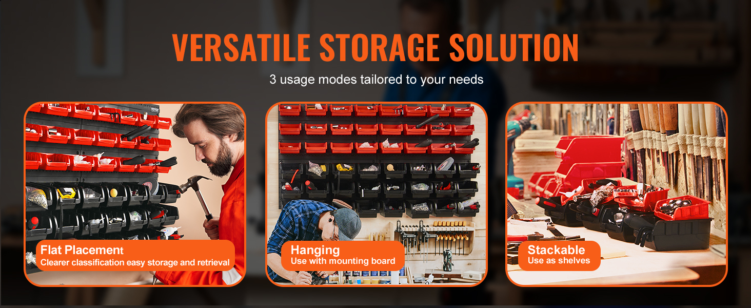 VEVOR Wall Mounted Storage Bins, 48-Bin Parts Rack Organizer Garage ...