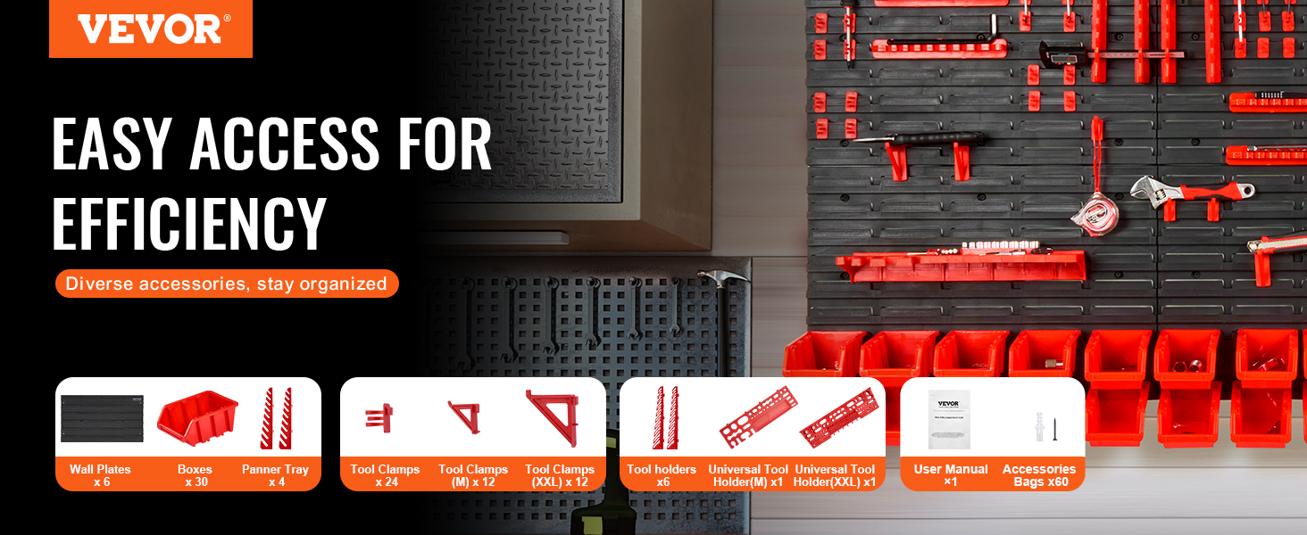 VEVOR Wall Mounted Storage Bins, 30-Bin Parts Rack Organizer Garage ...