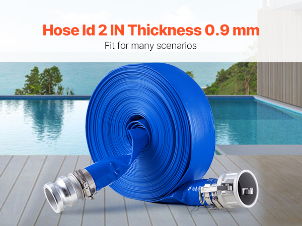 VEVOR Backwash Hose 2 in x 100 ft Blue High Quality Hose Complete ...