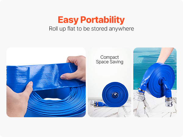 VEVOR Backwash Hose 2 in x 100 ft Blue High Quality Hose Complete ...