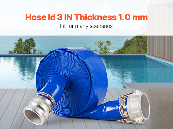 VEVOR Backwash Hose 3 in x 50 ft Blue High Quality Hose Complete ...