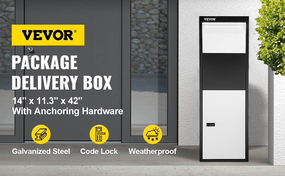 VEVOR Package Delivery Box, 14'' x 11.3'' x 42'' Galvanized Steel ...