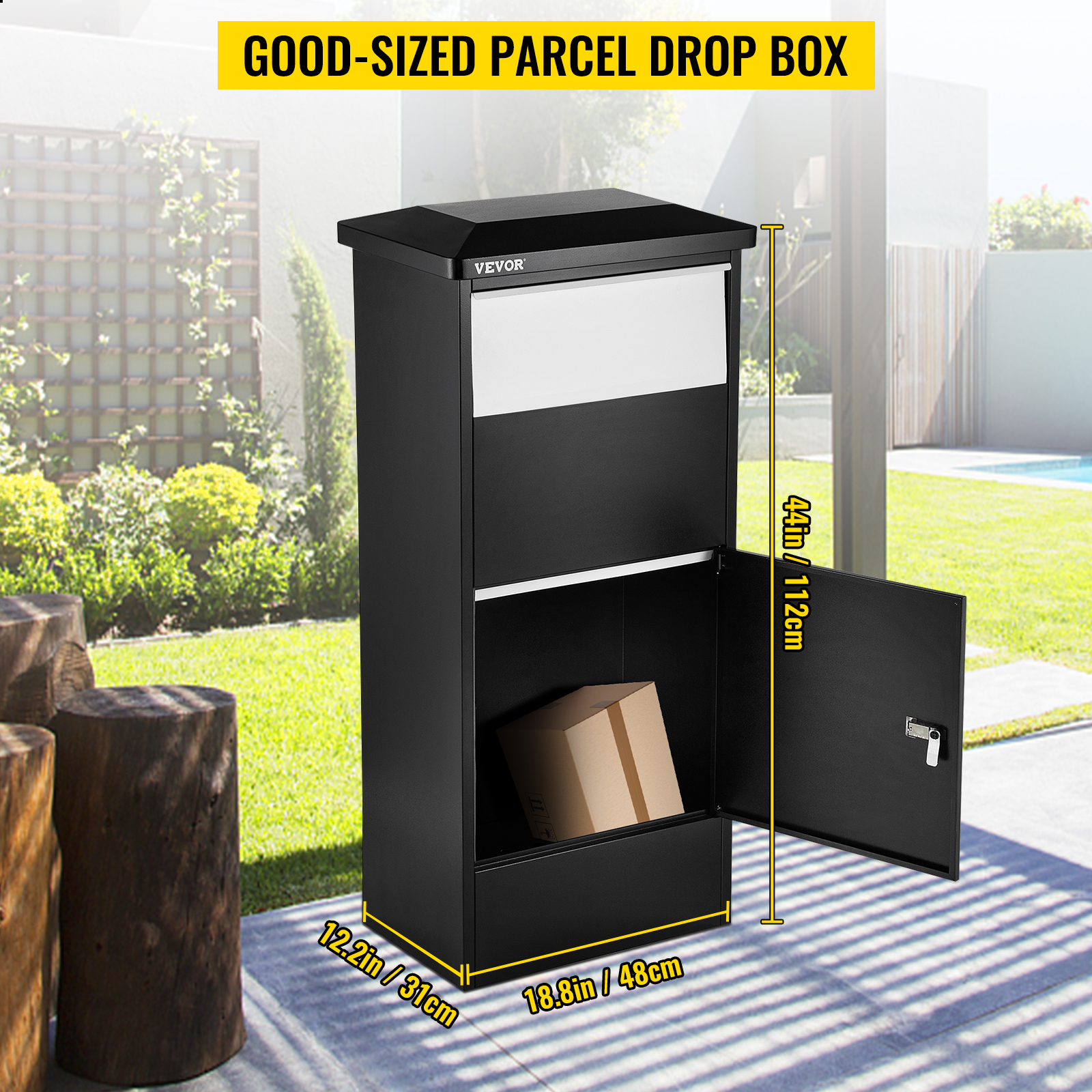 VEVOR Package Delivery Drop Box Parcel Mailbox 18.9''x12''x44'' Porch ...