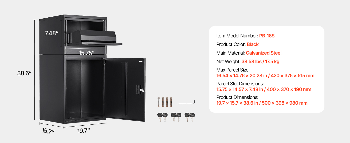 VEVOR Package Delivery Boxes for Outside 38.6 in Lockable Parcel Drop ...
