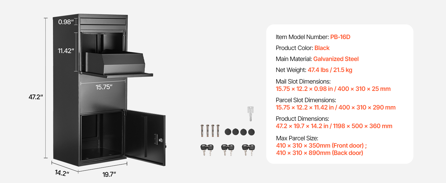 Package Delivery Boxes for Outside 47.2 in Anti-Theft Lockable Parcel ...