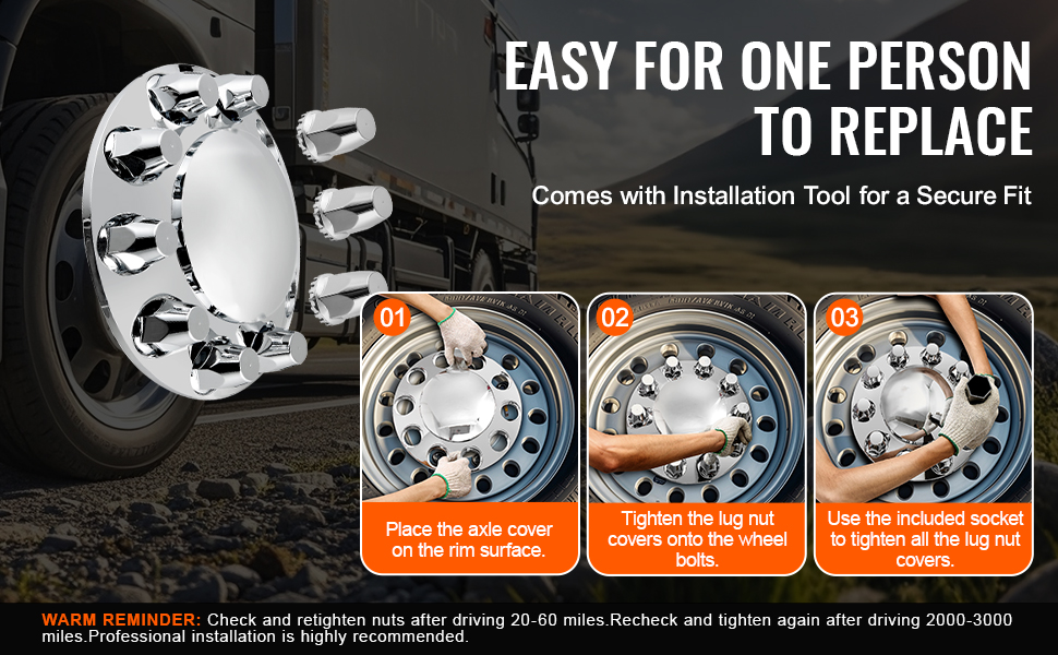 VEVOR Front Axle Cover Combo Kit ABS Lug Nut Covers with Nut Cover ...