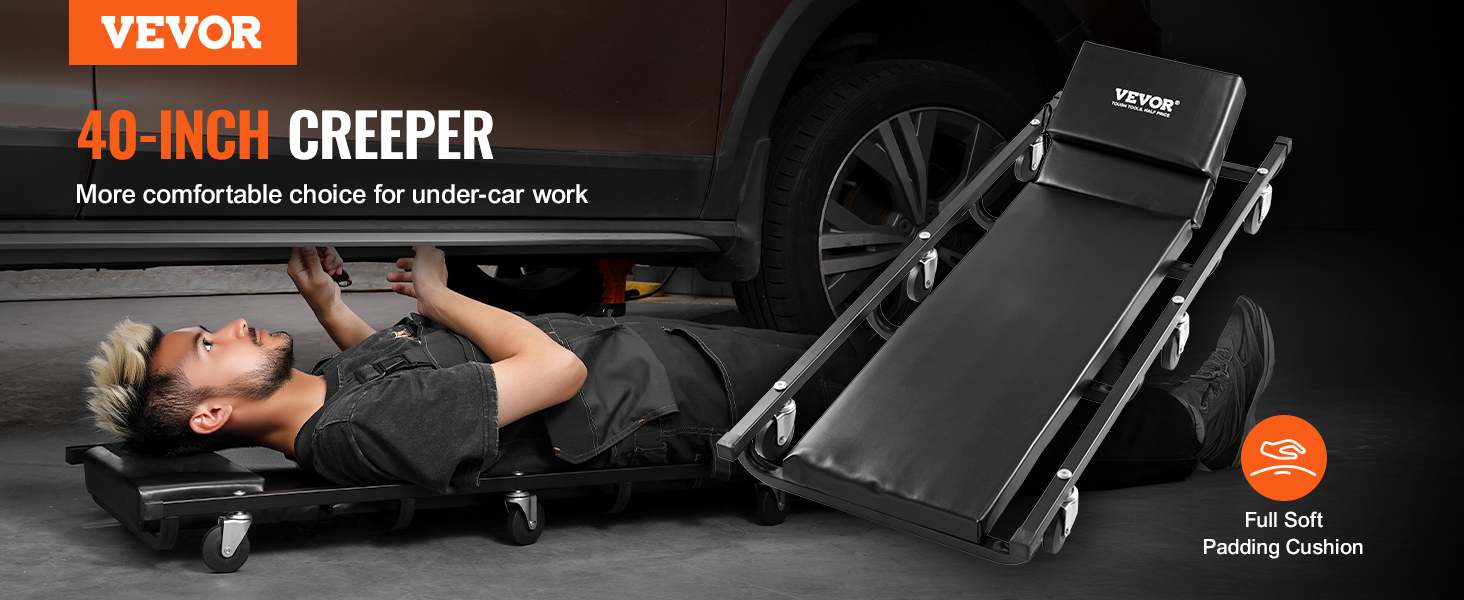 VEVOR 40 in Mechanic Garage Creeper 300 lbs Capacity Automotive Rolling ...