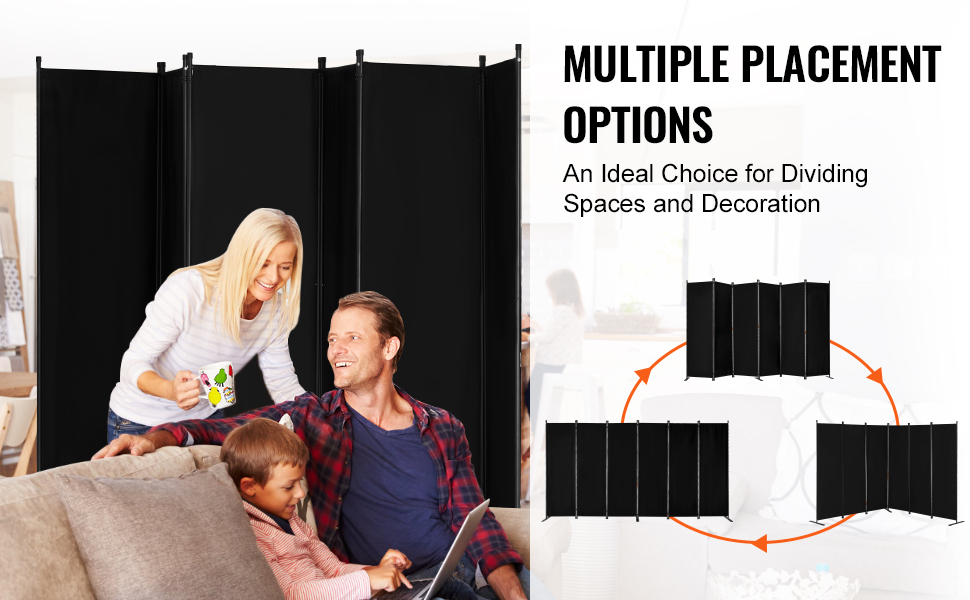 VEVOR Room Divider 6 Panels Fabric Room Privacy Screen for Office ...