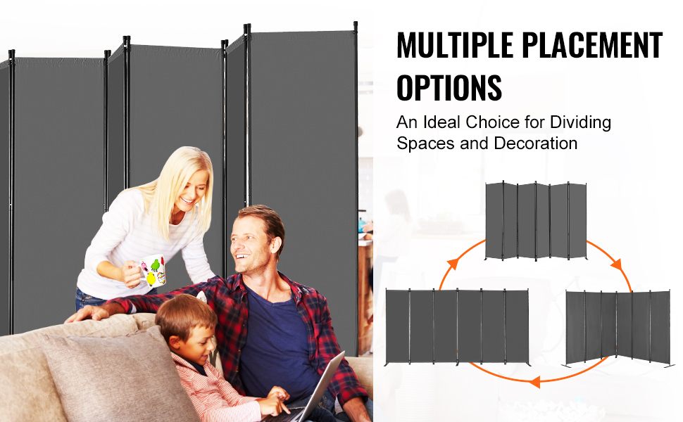 VEVOR Room Divider 6 Panels Fabric Room Privacy Screen for Office ...