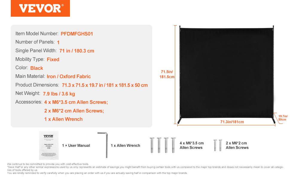 VEVOR Room Divider, Single Panel Room Divider, 6FT Privacy Screen ... VEVOR Room Divider, Single Panel Room Divider, 6FT Privacy Screen ...