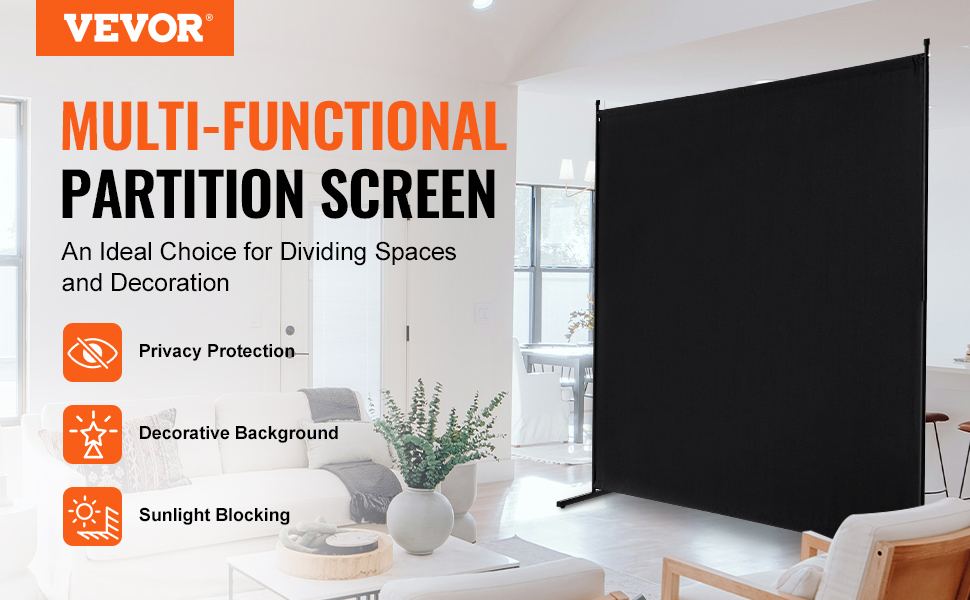 VEVOR Room Divider, Single Panel Room Divider, 6FT Privacy Screen ...