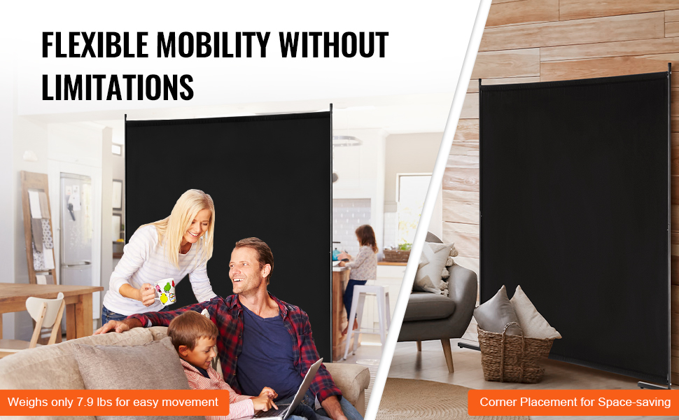 VEVOR Room Divider, Single Panel Room Divider, 6FT Privacy Screen ...