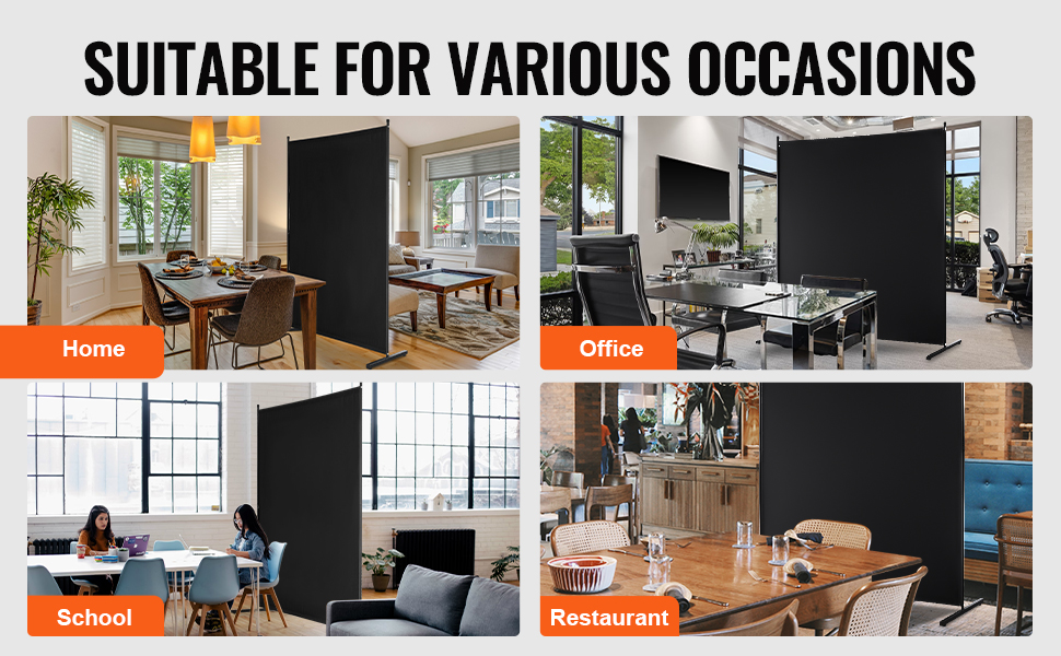 VEVOR Room Divider, Single Panel Room Divider, 6FT Privacy Screen ...
