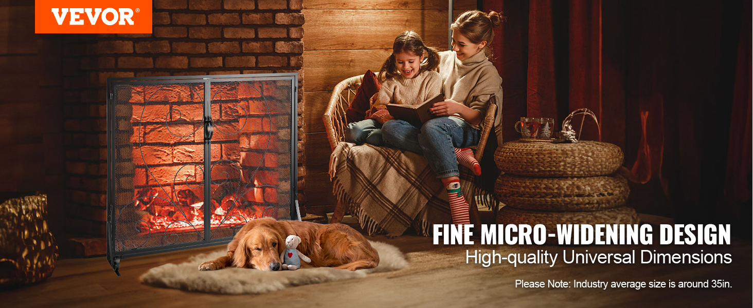 VEVOR Fireplace Screen 1 Panel with Door, Sturdy Iron Mesh Fireplace ...