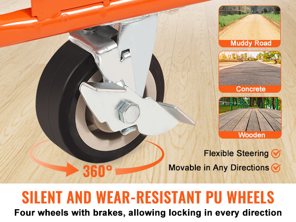 VEVOR Drywall Cart, 3000 LBS Panel Dolly Cart with 45.28" x 21.8" Deck ...