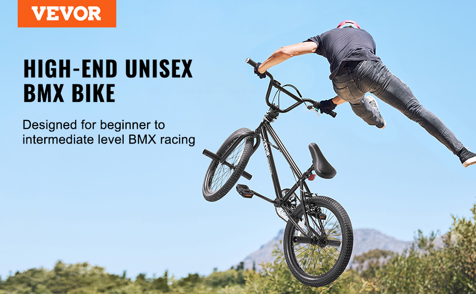 VEVOR 20-Inch BMX Bike Freestyle Bike Men Kids BMX Bicycle Hi-Ten Steel ...